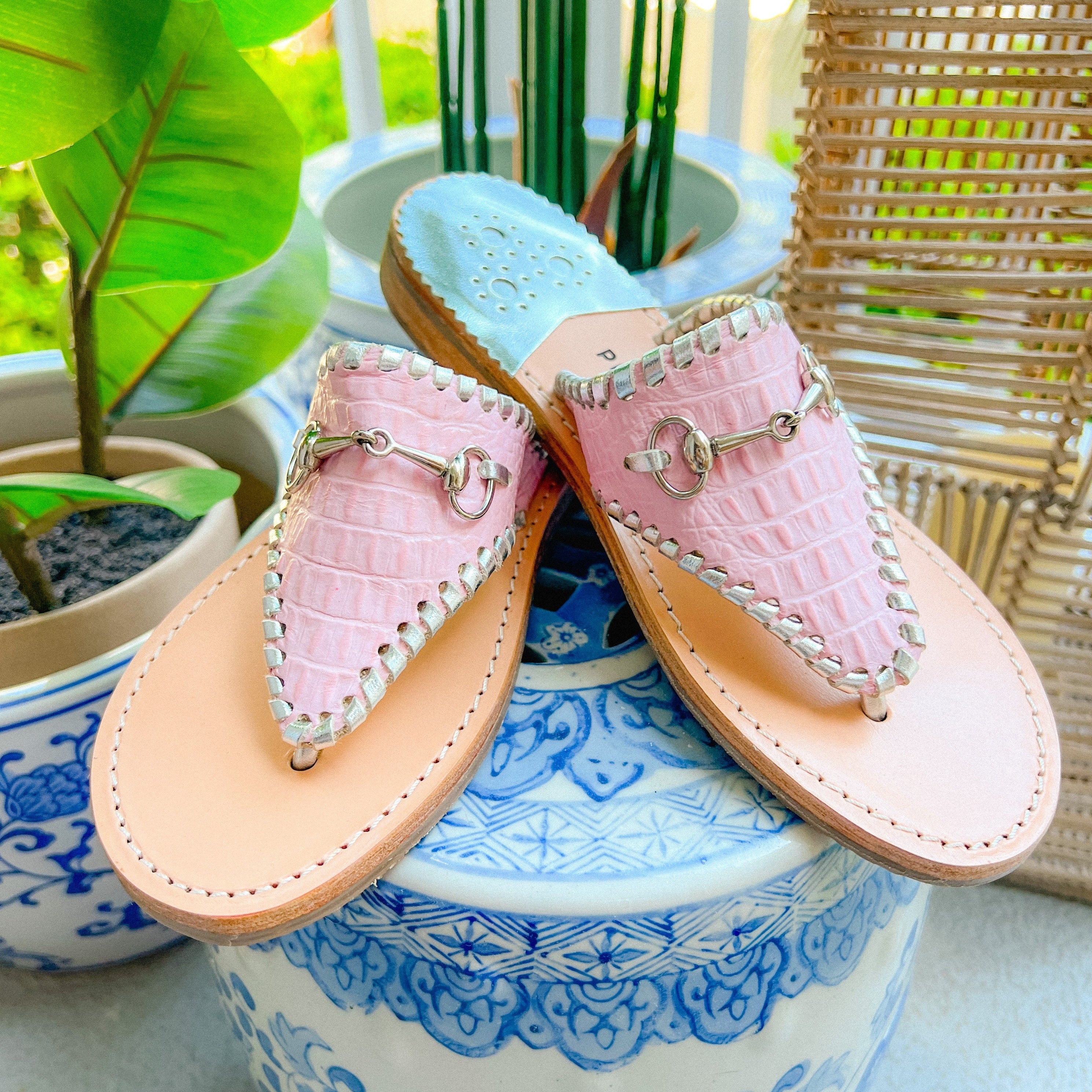Wellington Pink Croc / Platinum (Silver Buckle) – Palm Beach Sandals Store
