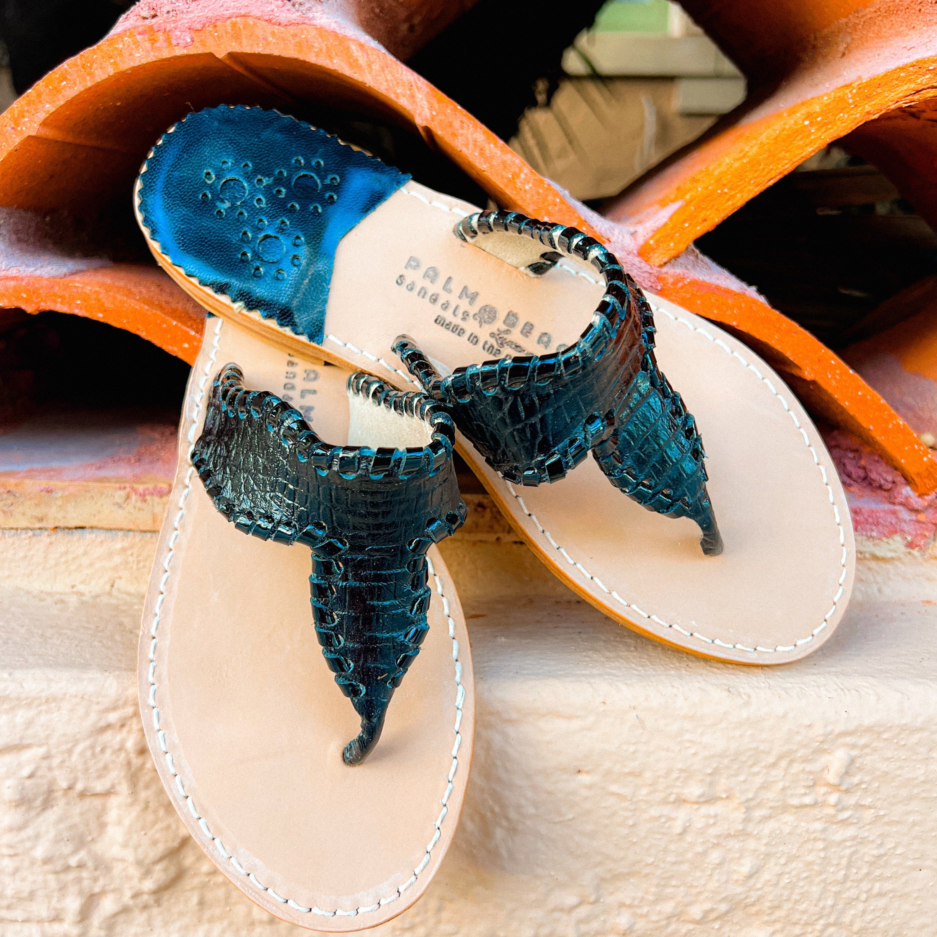 Flagler Black / Black Patent – Palm Beach Sandals Store