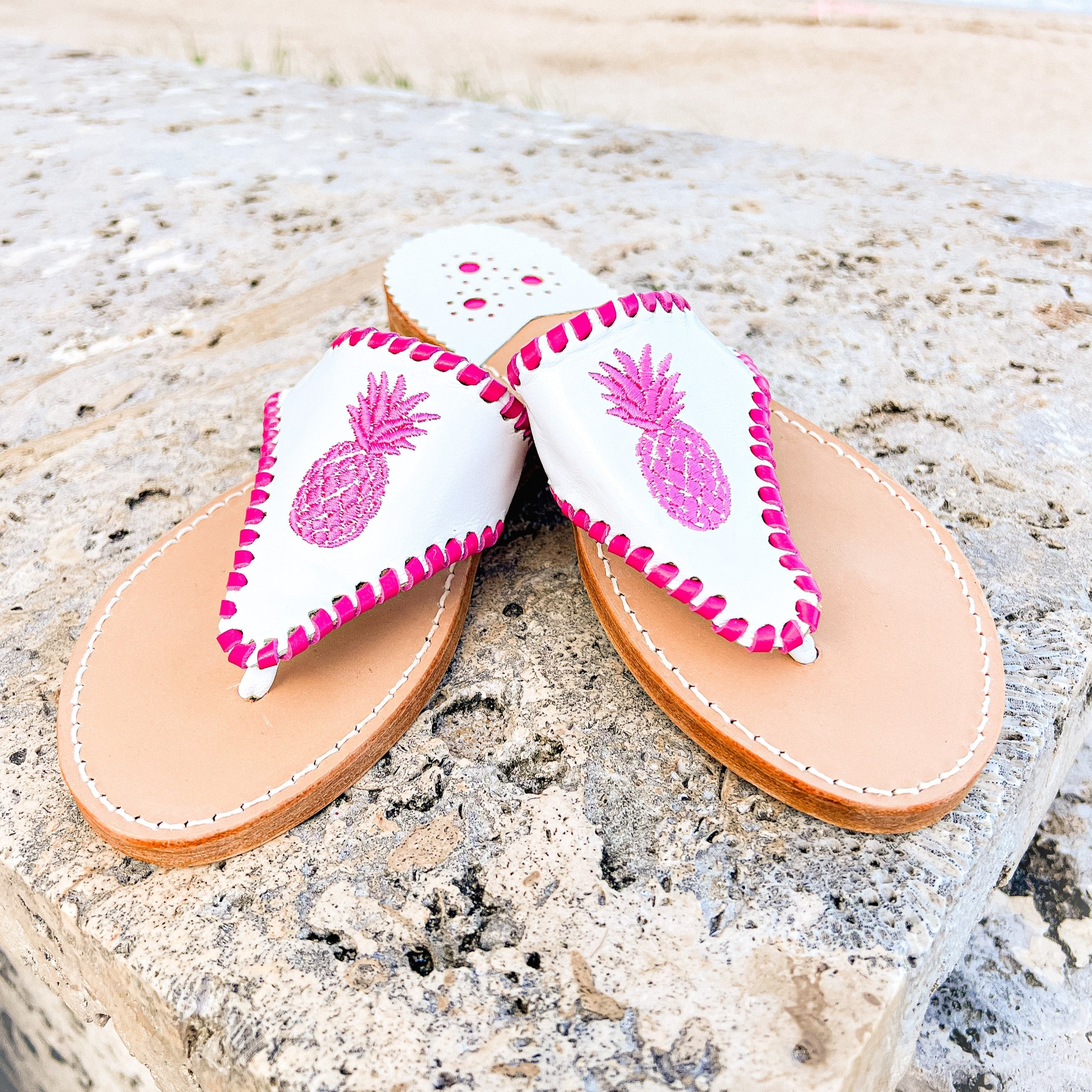 Embroidered Pink Pineapple – Palm Beach Sandals Store