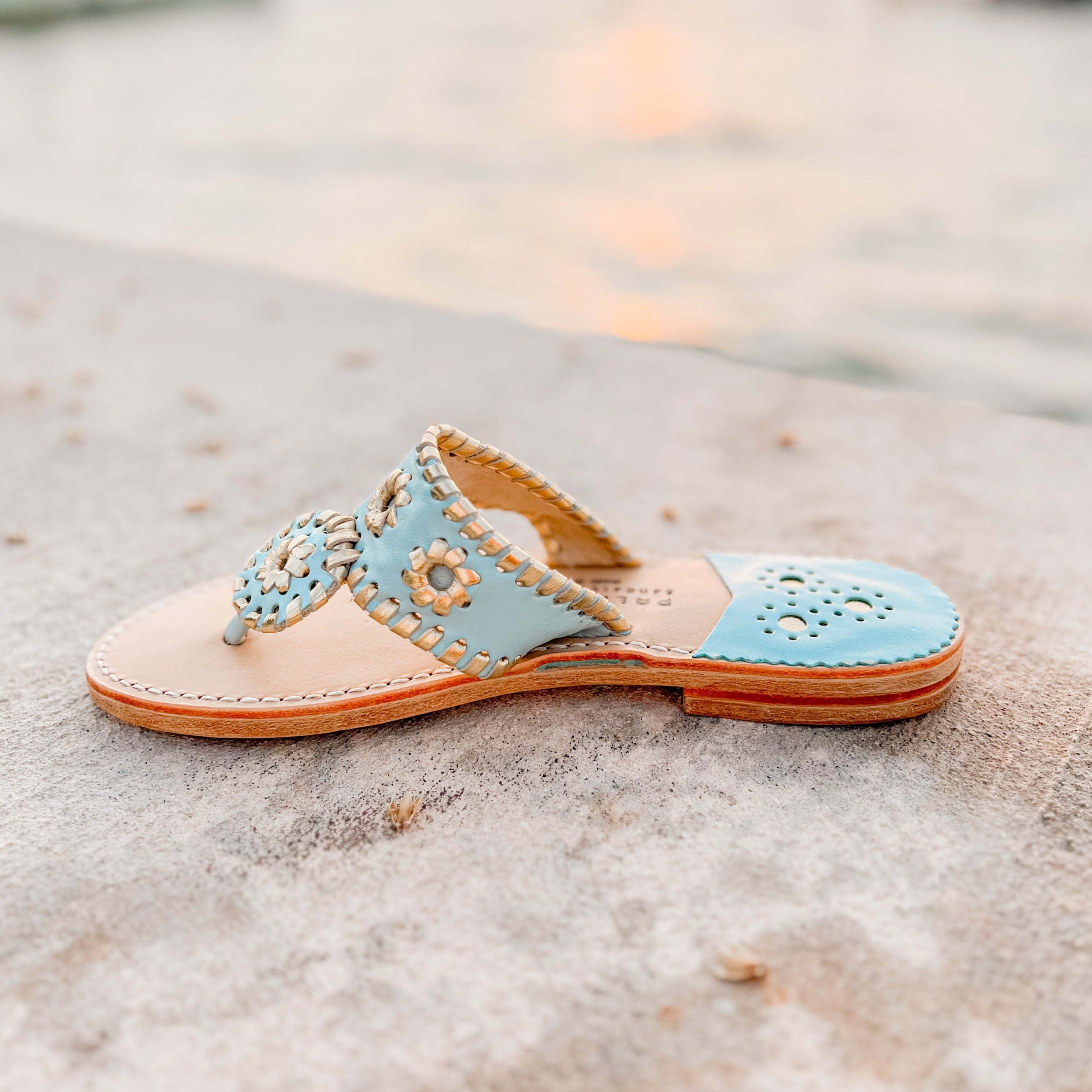 PB Sky Blue / Gold – Palm Beach Sandals Store